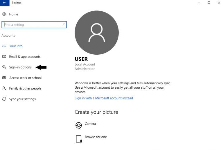 Changing Windows 10 Sign On Options